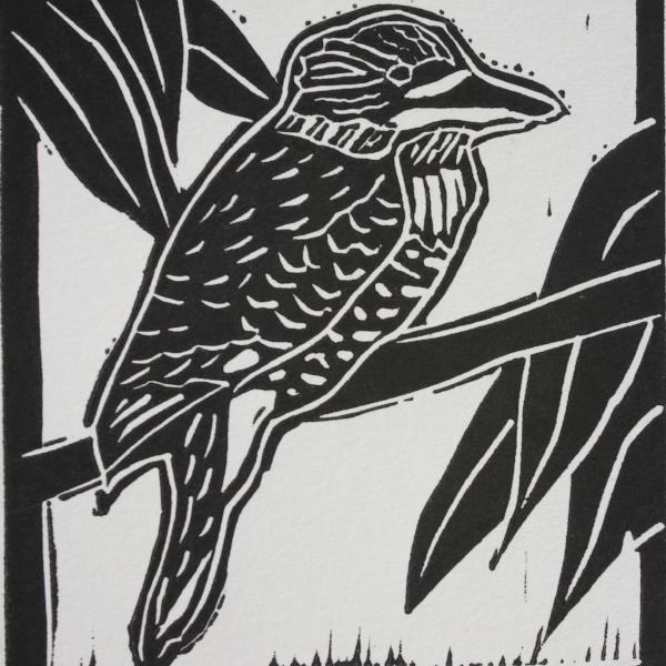 Kookaburra lino print card – Craft + Design Canberra